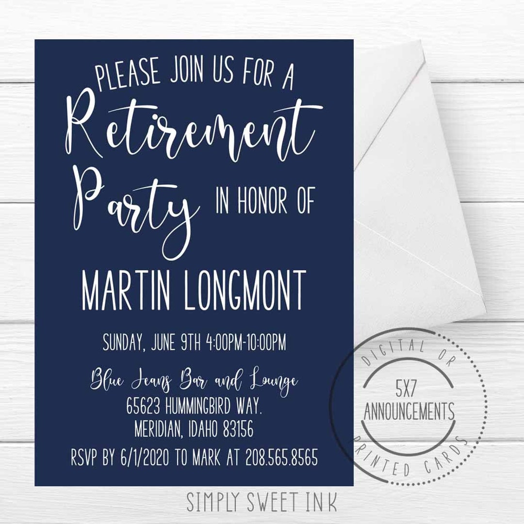 Retirement Party Invitation for Men, Simple Retirement Party Invitation ...