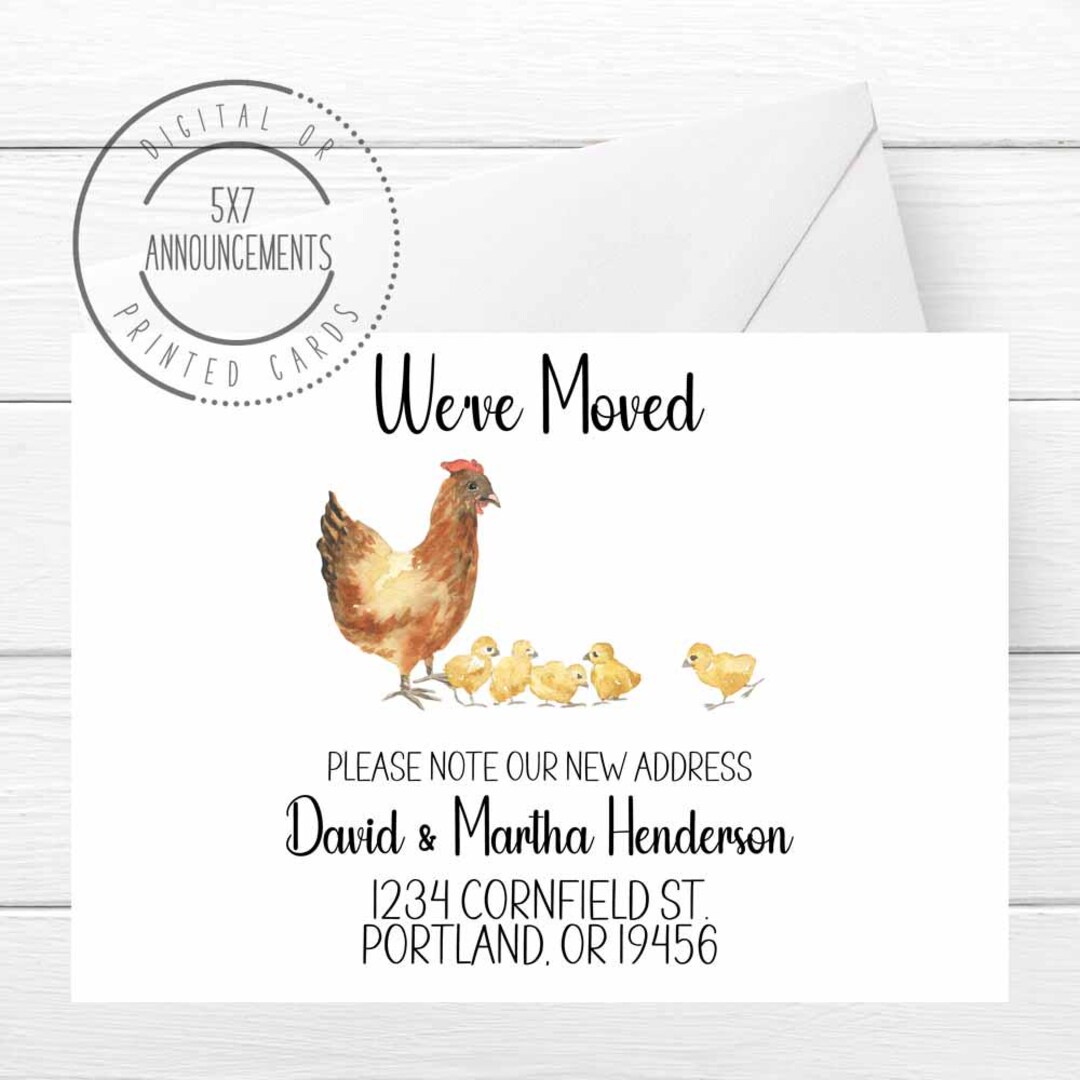 Personalized Chicken Moving Announcement, Farm New Address Cards - Etsy