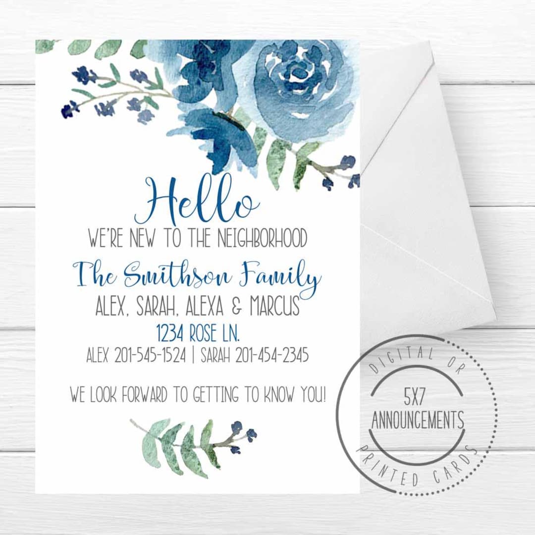 Floral Personalized Meet the Neighbors Card, We're New to the ...