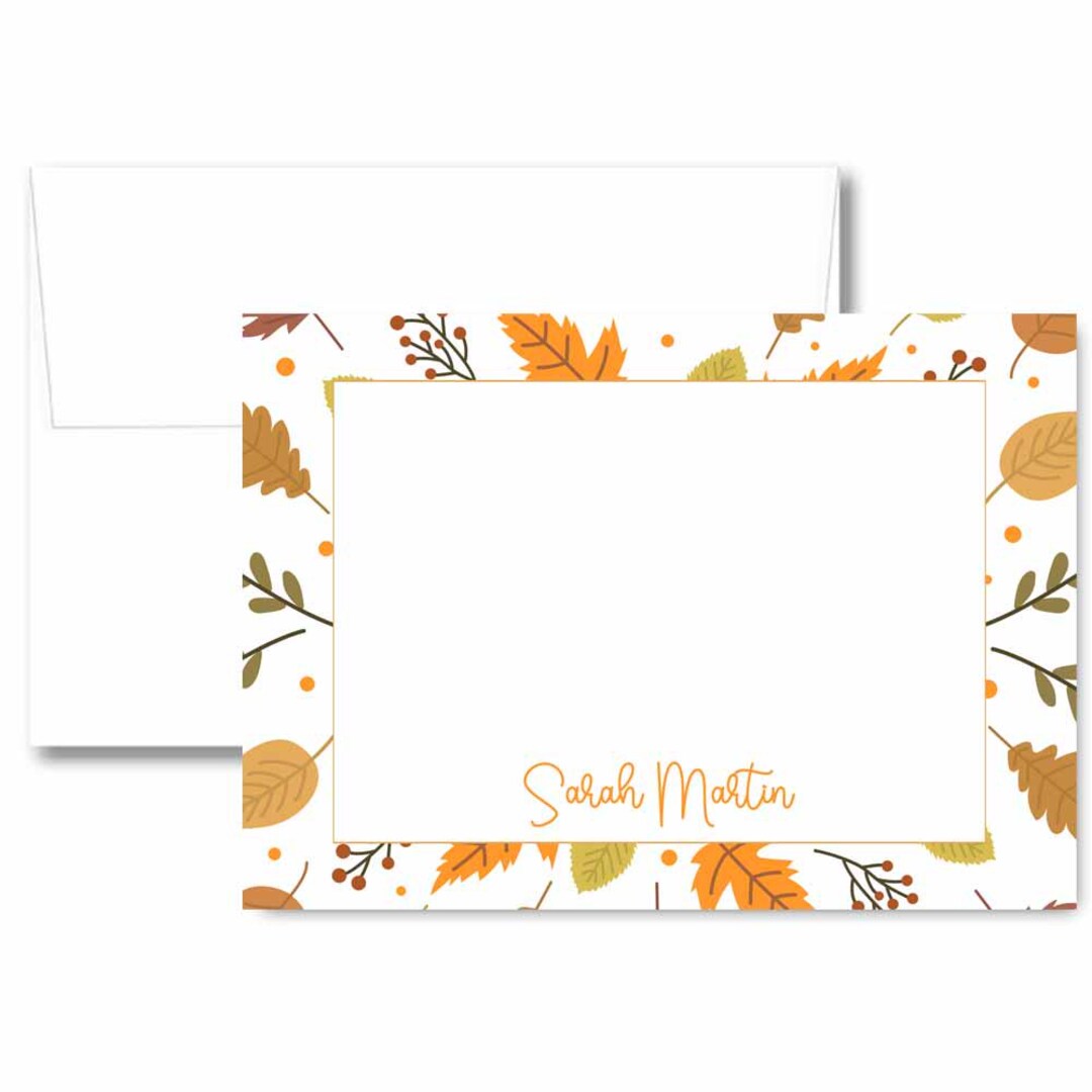 Personalized Fall Leaf Note Card Set, Pretty Fall Stationery Handmade ...
