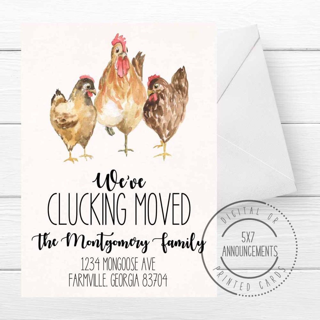 Funny Farm Chicken Moving Announcement, We Clucking Moved Stationery ...