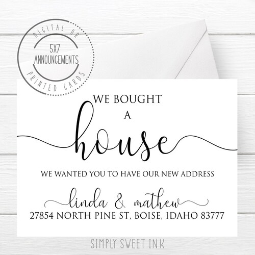 We Bought a House Announcement Card New Home Address Change - Etsy