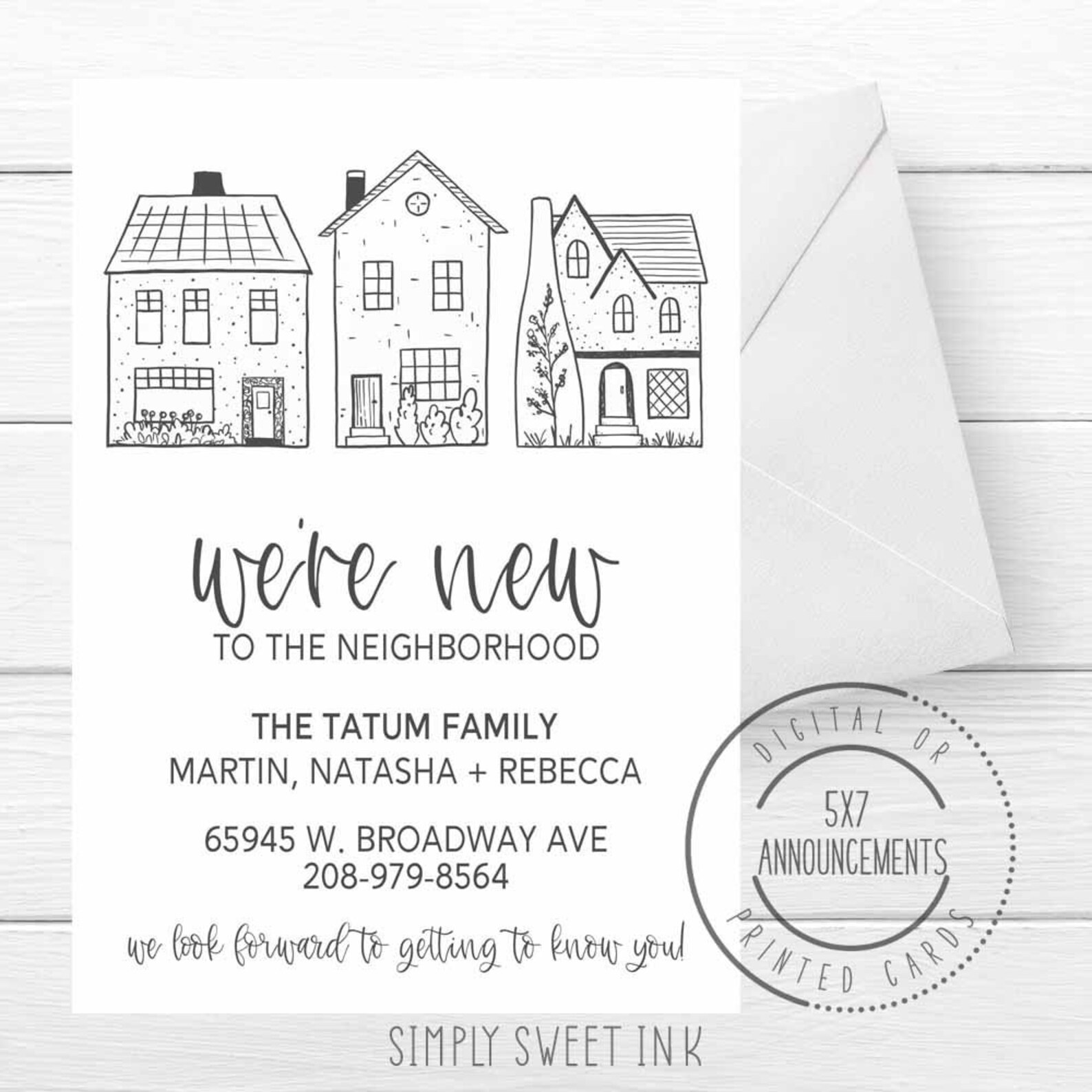 We're New to the Neighborhood Announcement Card - Etsy