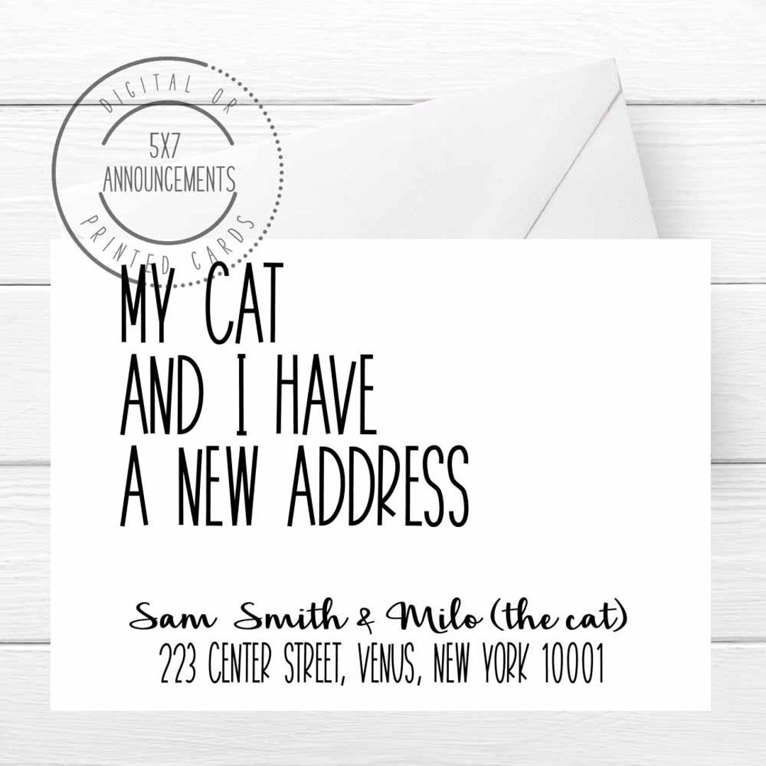 Personalized Cat Moving Announcement Cards, Funny New Address Note ...