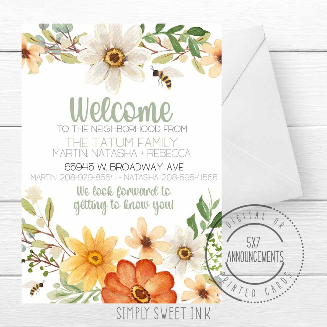 Summer Welcome to the Neighborhood Cards, Daisy and Bees Neighbor ...