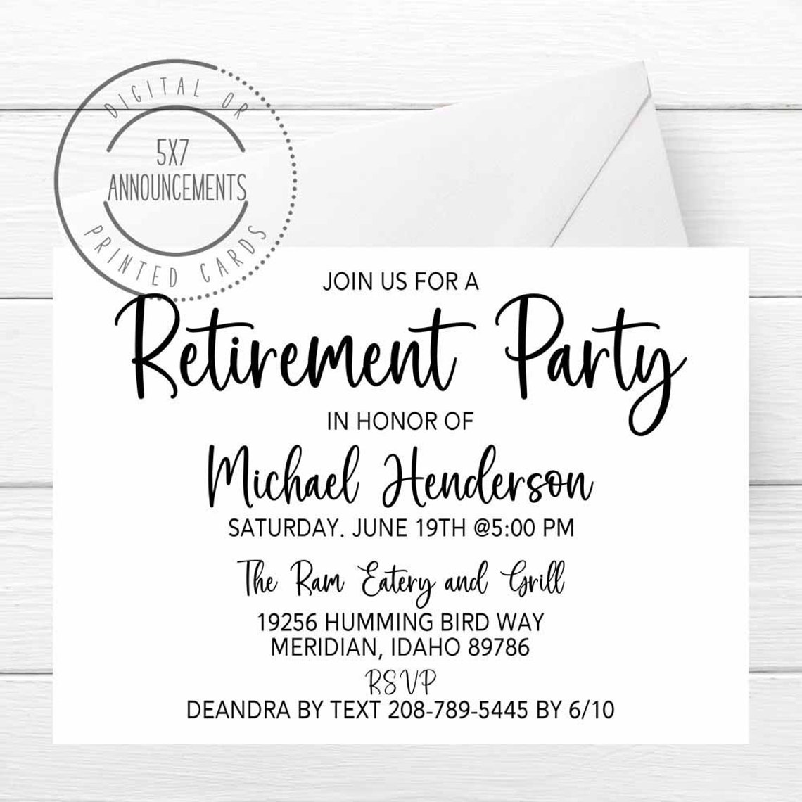 Retirement Party Invite for Men Simple Retirement Party - Etsy