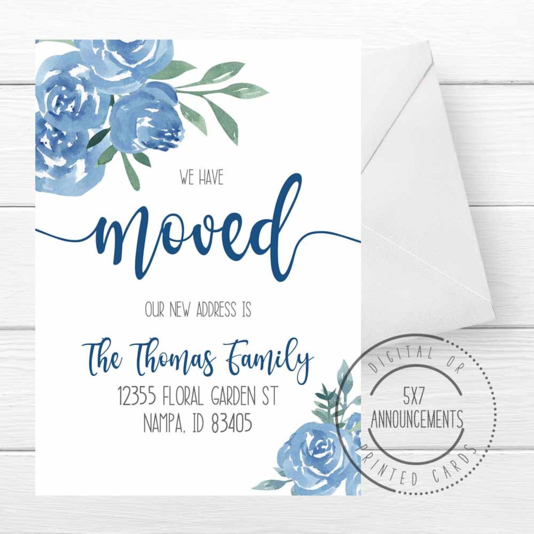 Floral We've Moved Card, Watercolor Flowers Moving Announcement, New ...