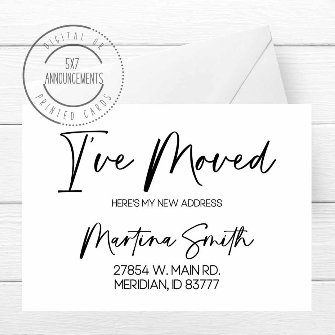 Script Moving Announcement, Simple Cursive I've Moved Card, Personalized Text Only Address ...