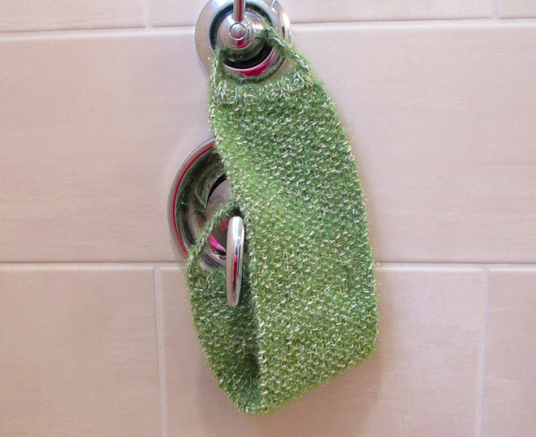 Avocado + Sage Marl Back Scrubber; Hand Knit Scrubby; Sparkle Effect ...