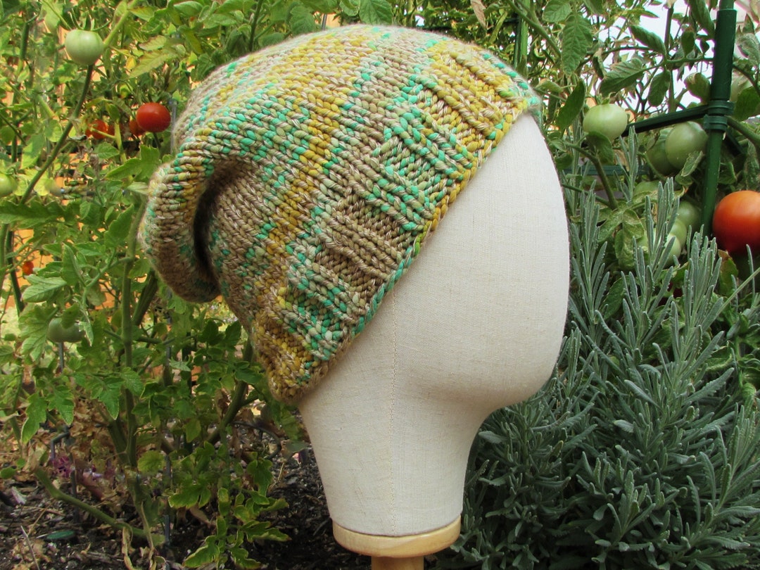 Slightly Slouchy Hat Hand Knit Adult Knit Hat Hat Knit in Prairie Grass ...