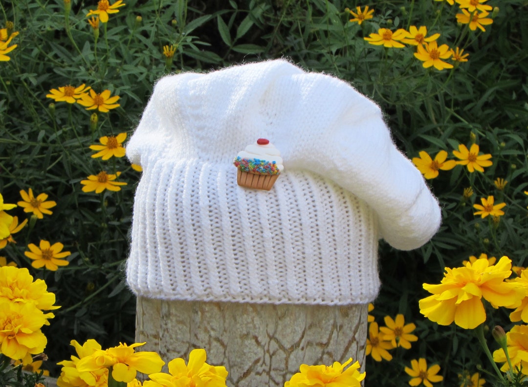 Infant Knit Chef Hat; 6-12 Month Old Knit Chef Hat; White Chef Hat With ...
