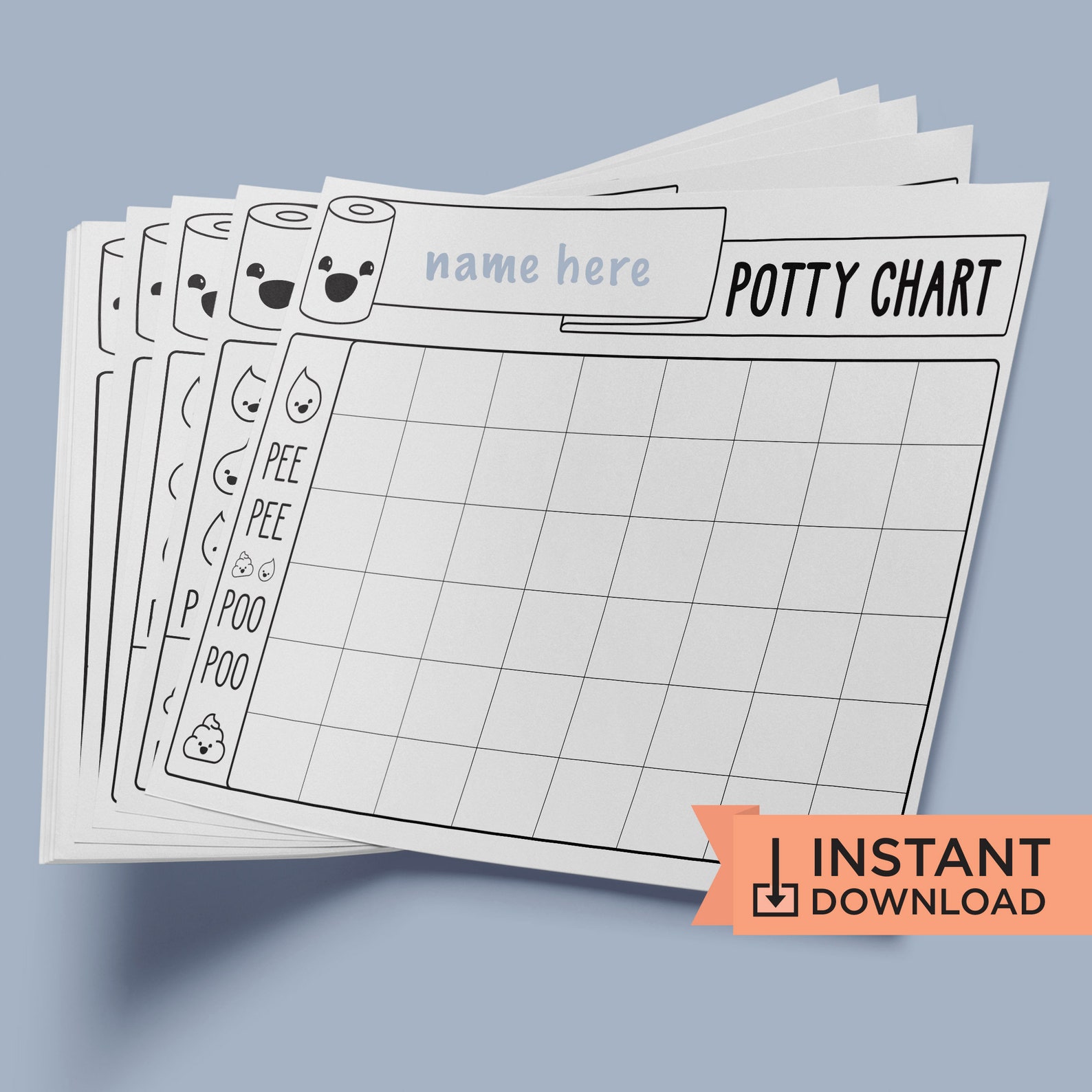 Printable Potty Chart, Printable Potty Tracker, Toilet Training Chart ...