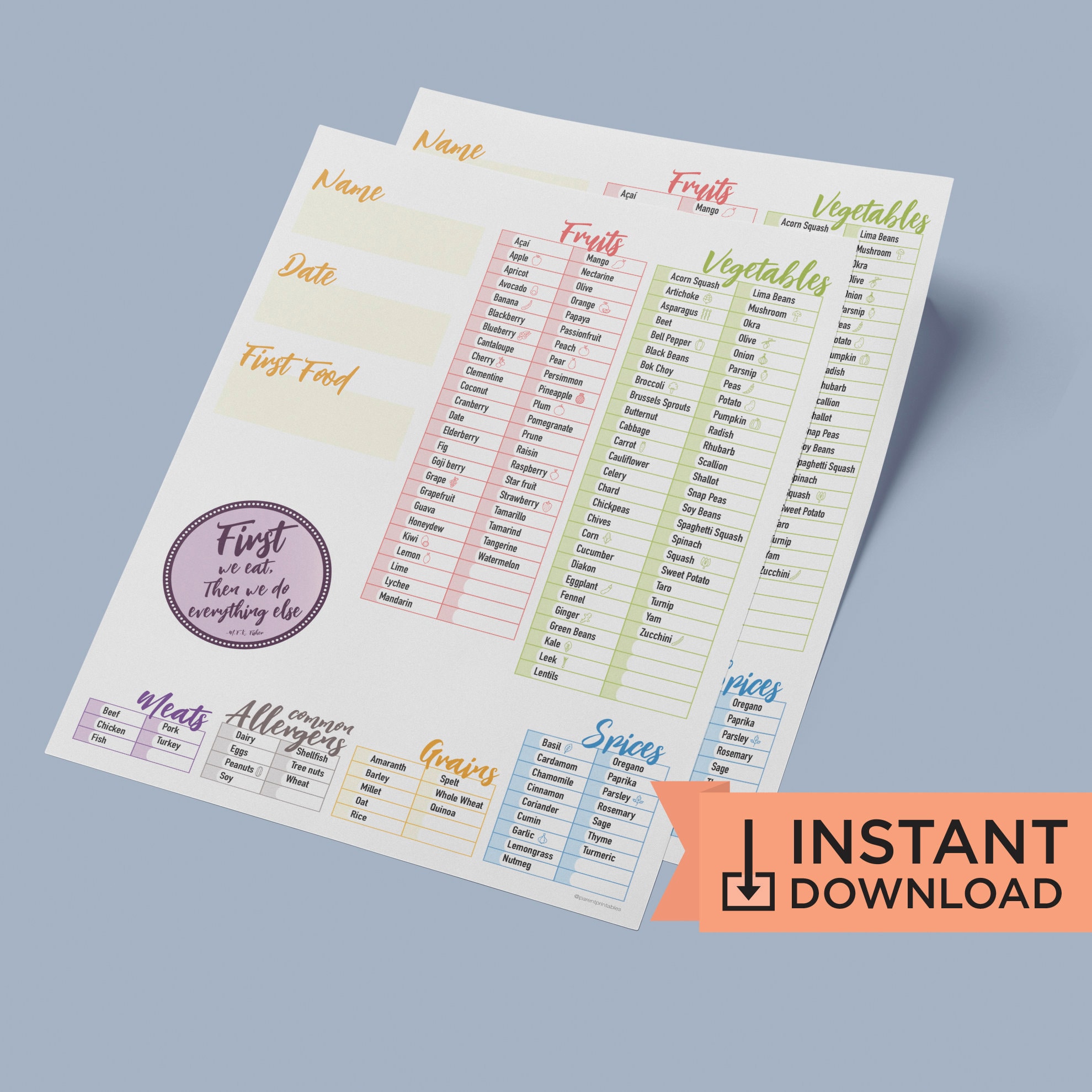 Baby’s First Food Tracker, Food Tracker, Baby Food Log, Food Tracking ...