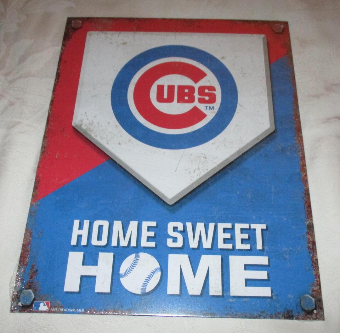 MLB CHICAGO CUBS Home Sweet Home Distressed Metal Sign - New 16" X 12'5 ...