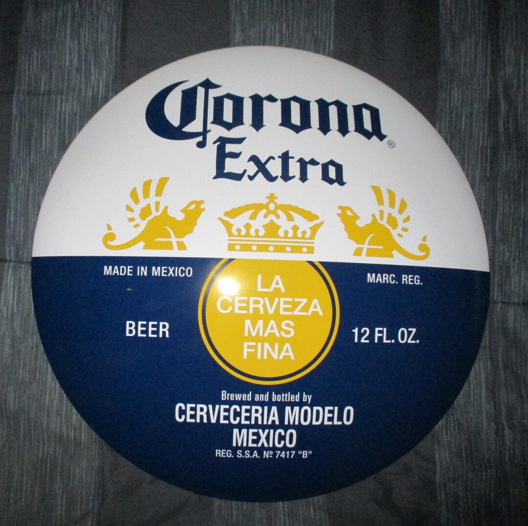 Large CORONA EXTRA Cerveza BEER Round Metal Dome Sign Wall Sign Decor ...