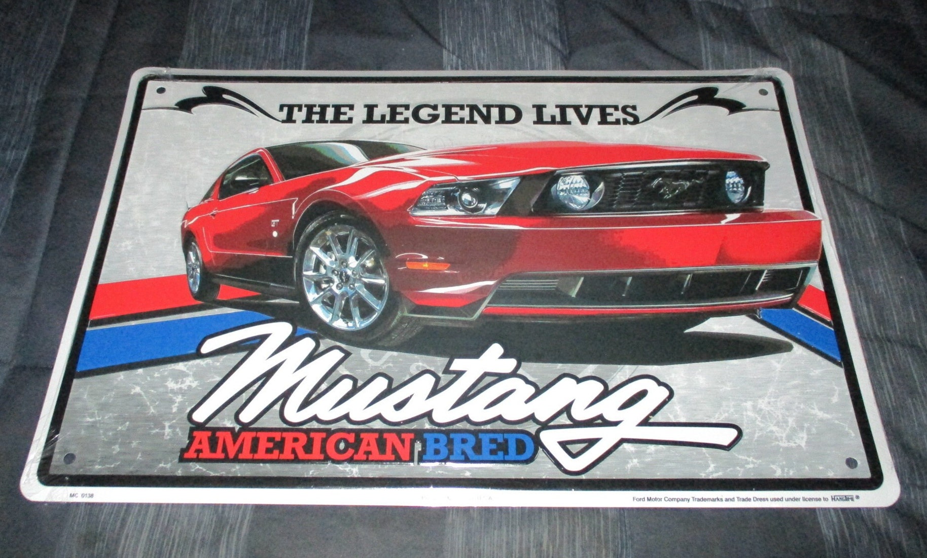 FORD MUSTANG - the Legend Lives- American Bred Embossed Metal Sign 18 ...