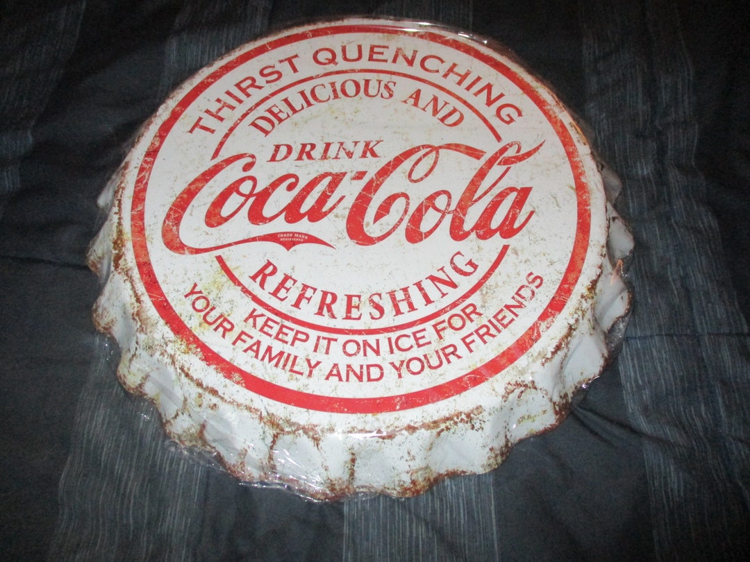 Large COCA-COLA 3-dimensional Metal Bottle Cap Wall Sign Decor 16.5 ...