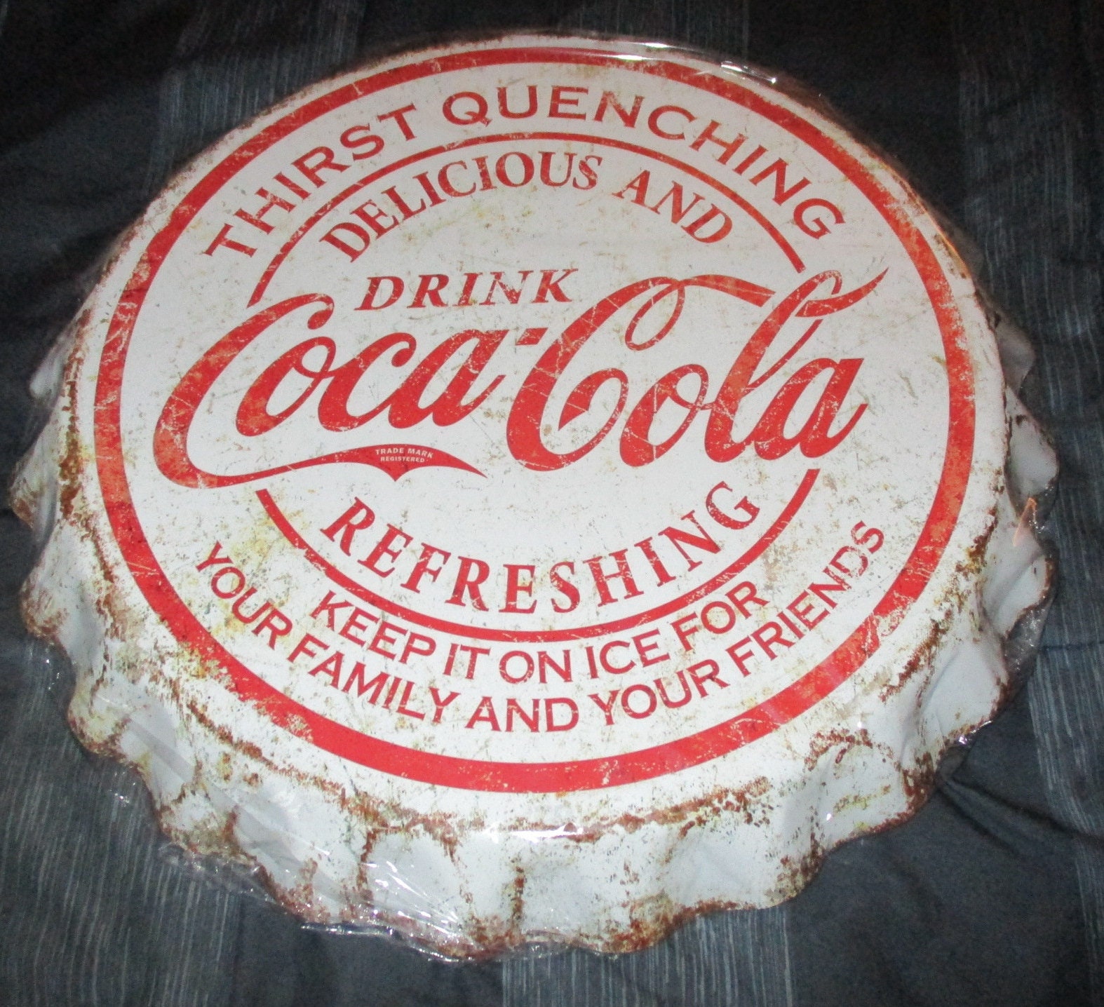 Large COCA-COLA 3-dimensional Metal Bottle Cap Wall Sign Decor 16.5 ...