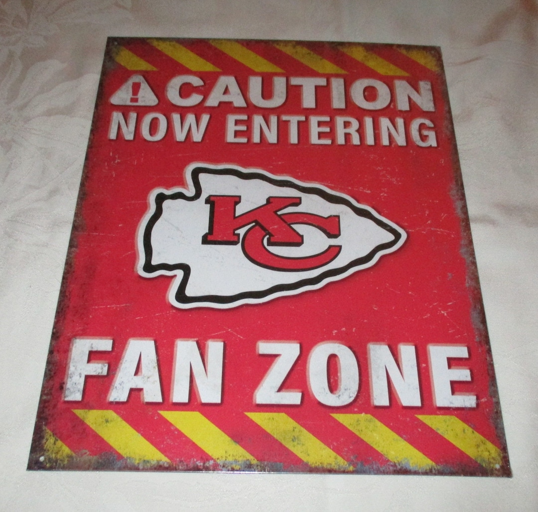 Kansas CITY CHIEFS Fan Zone Poster-style Distressed Metal Sign 16 ...