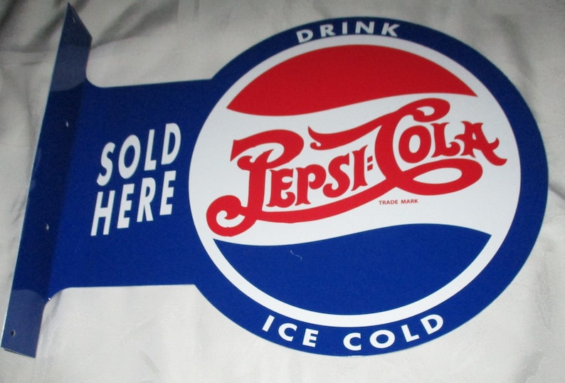 Large PEPSI-COLA Metal Flange Sign - Double Sided Imprint - Etsy