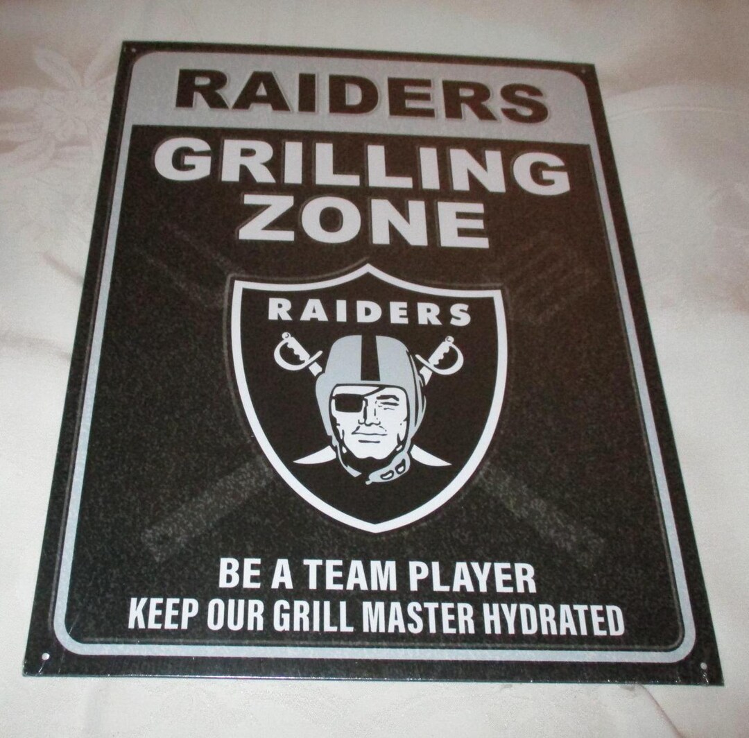 LAS VEGAS RAIDERS Grilling Zone Poster-style Distressed Metal Sign 16 ...