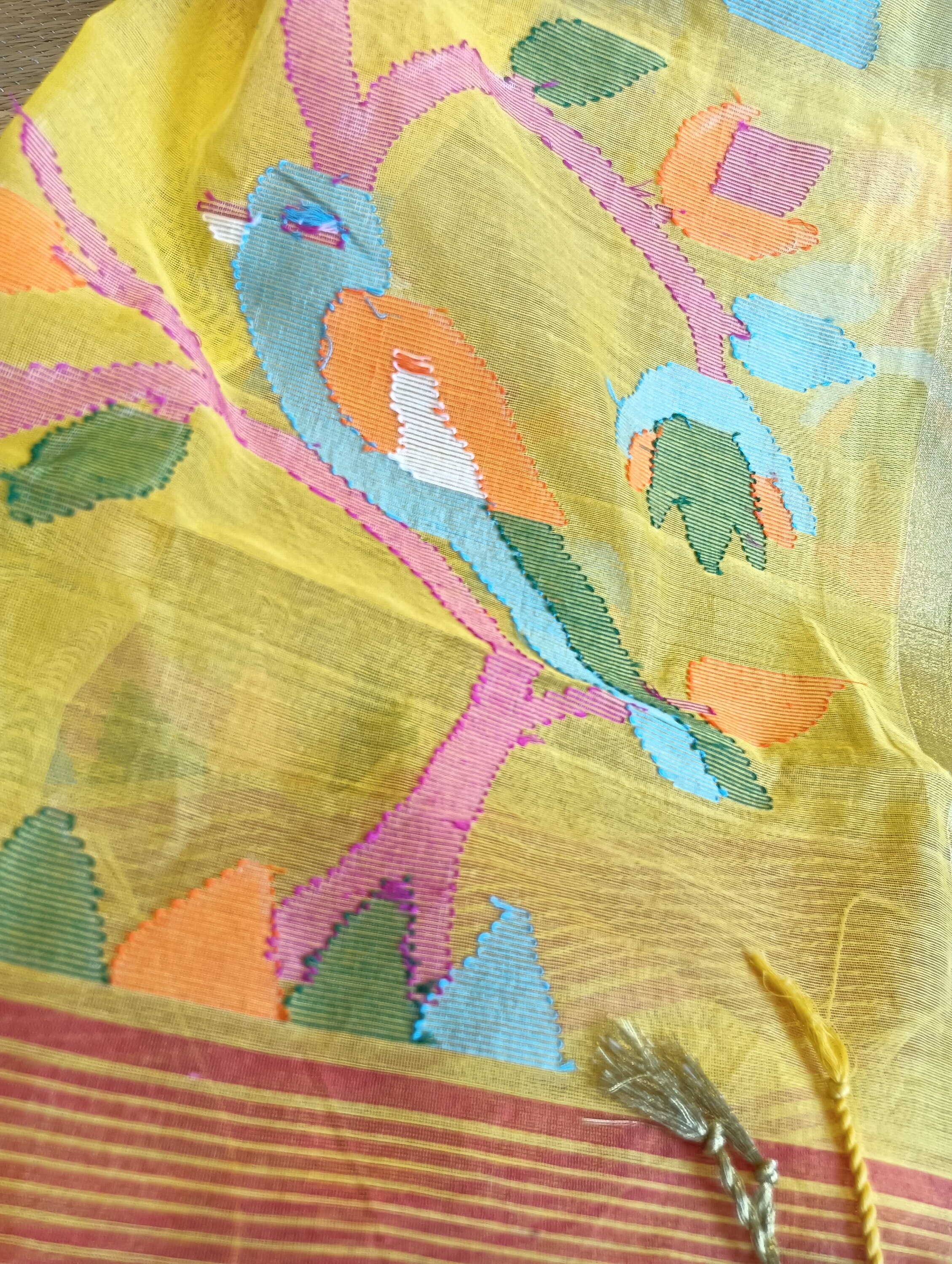 Handwoven Resham Muslin Jamdani Saree With Blouse Piece / Soft Muslin ...