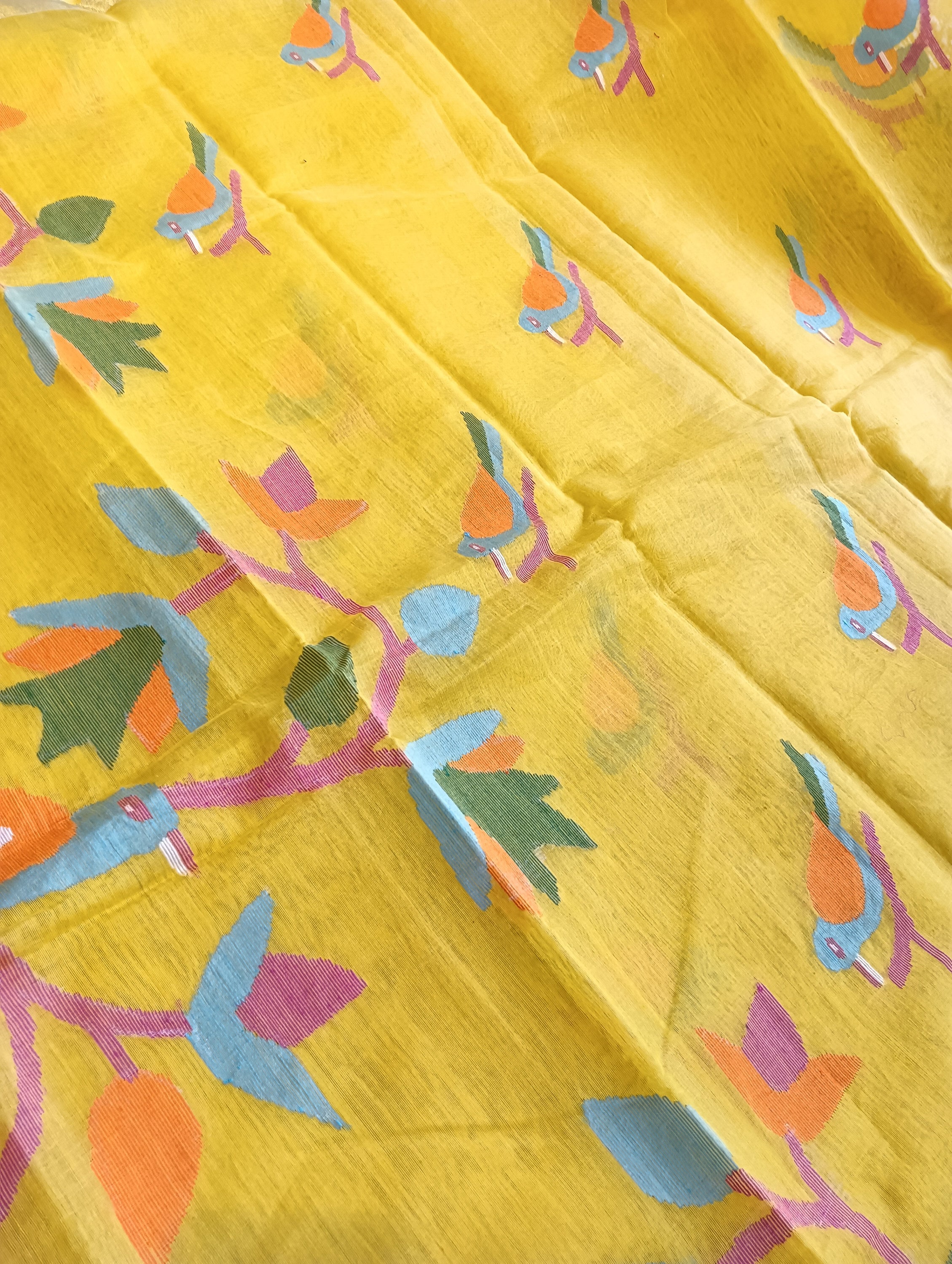 Handwoven Resham Muslin Jamdani Saree With Blouse Piece / Soft Muslin ...