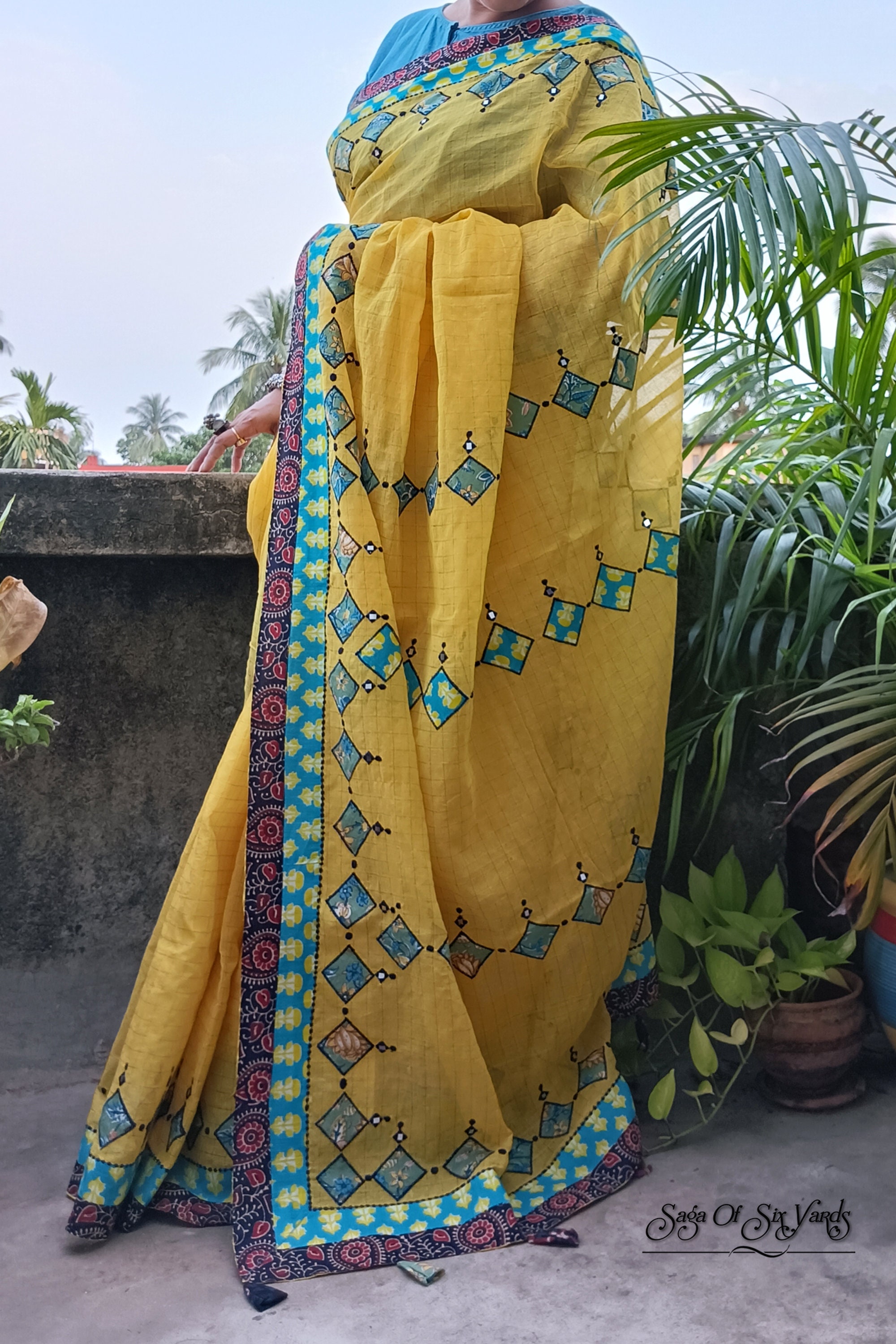Patch Work Handloom Pure Cotton Saree With Printed Blouse Piece Latest ...