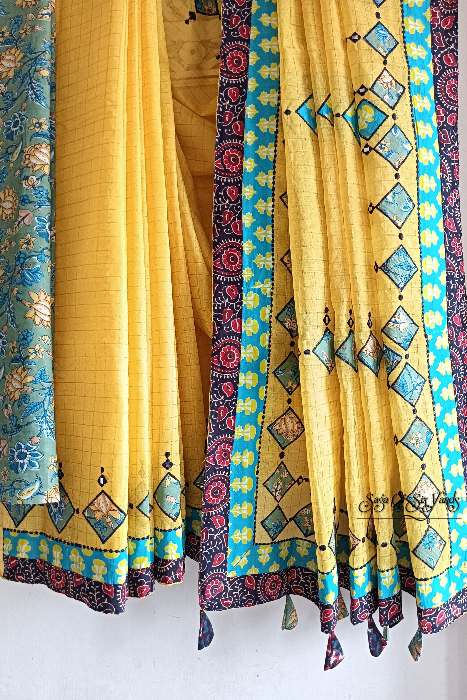 Patch Work Handloom Pure Cotton Saree With Printed Blouse Piece Latest ...