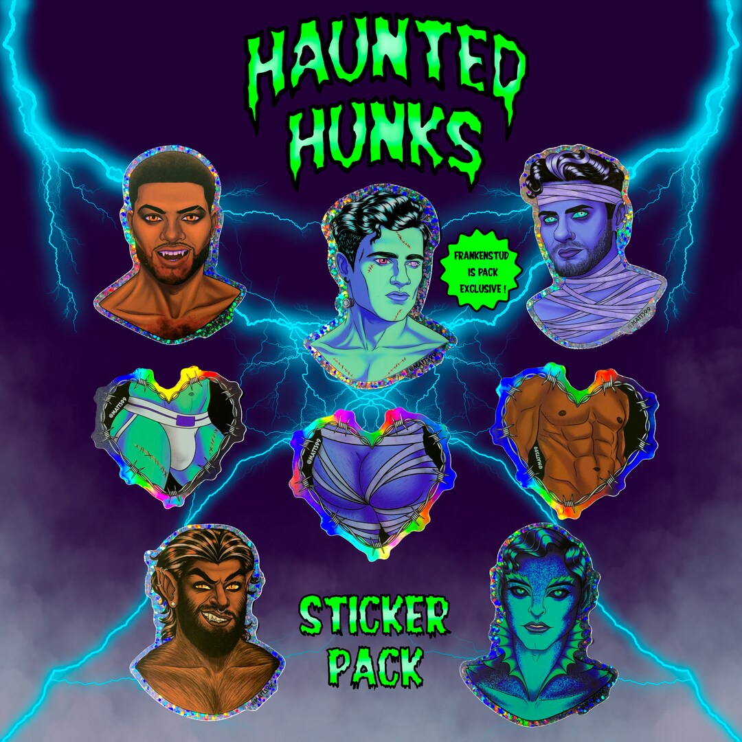 HAUNTED HUNKS Sticker Pack - Etsy