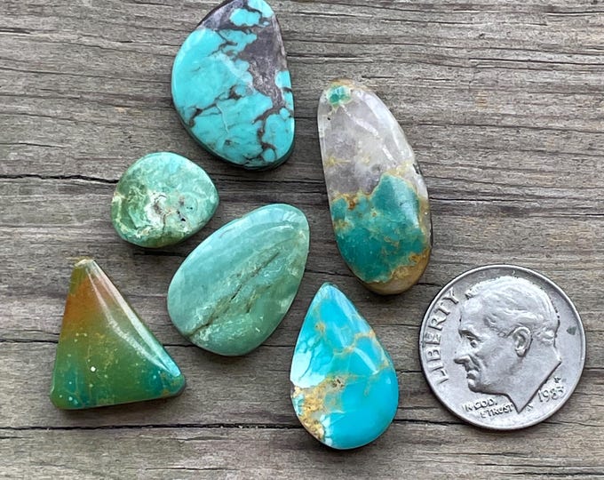 Six Authentic Arizona Turquoise Cabochons. 41.60 Carats. Handmade ...