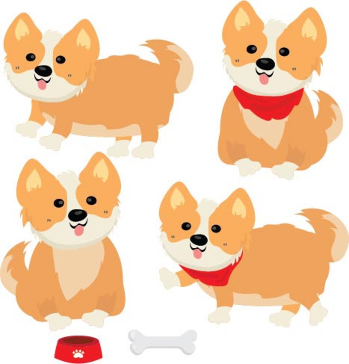 Cute Corgi Clipart, Digital Clipart Instant Download PNG Files Included ...
