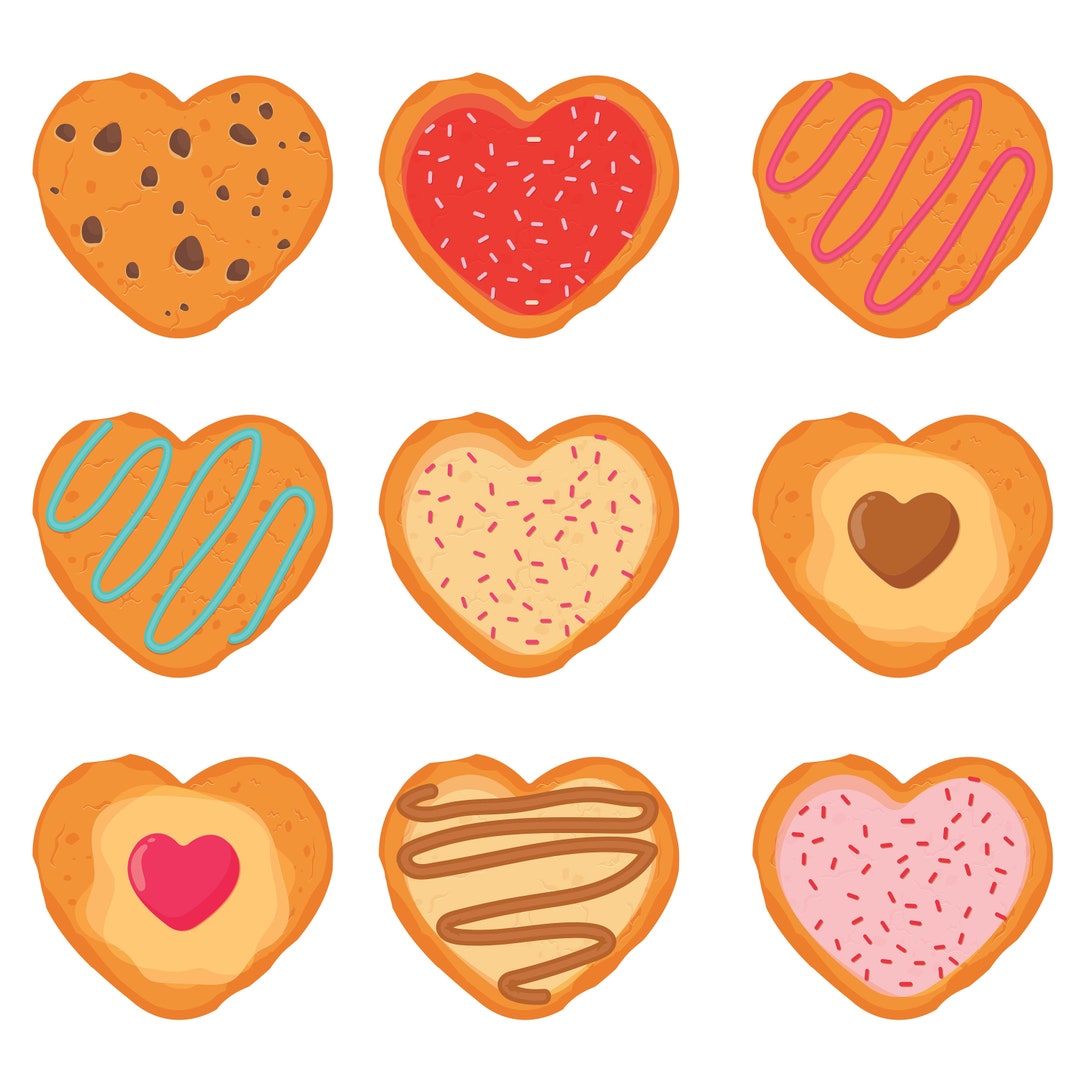 Heart Cookies Clipart, Digital Clipart Instant Download PNG Files ...