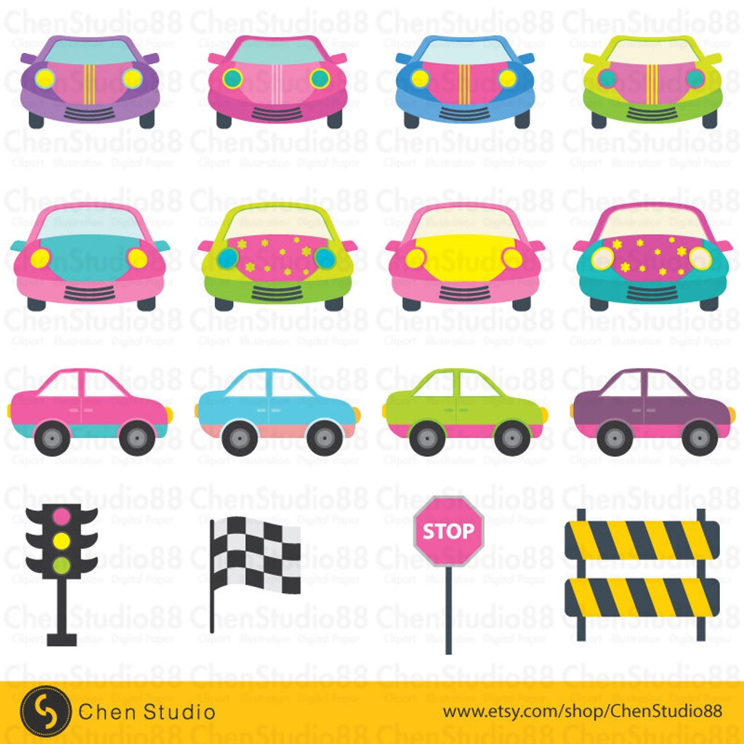 Buy Cute Cars Vector Digital Clipart Instant Download EPS, Pdf and PNG ...