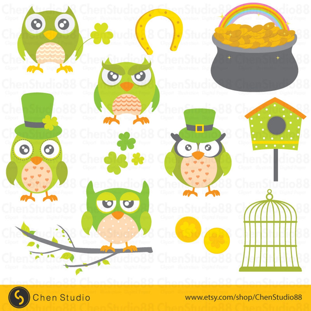 St Patrick Owl Vector Digital Clipart Instant Download - Etsy