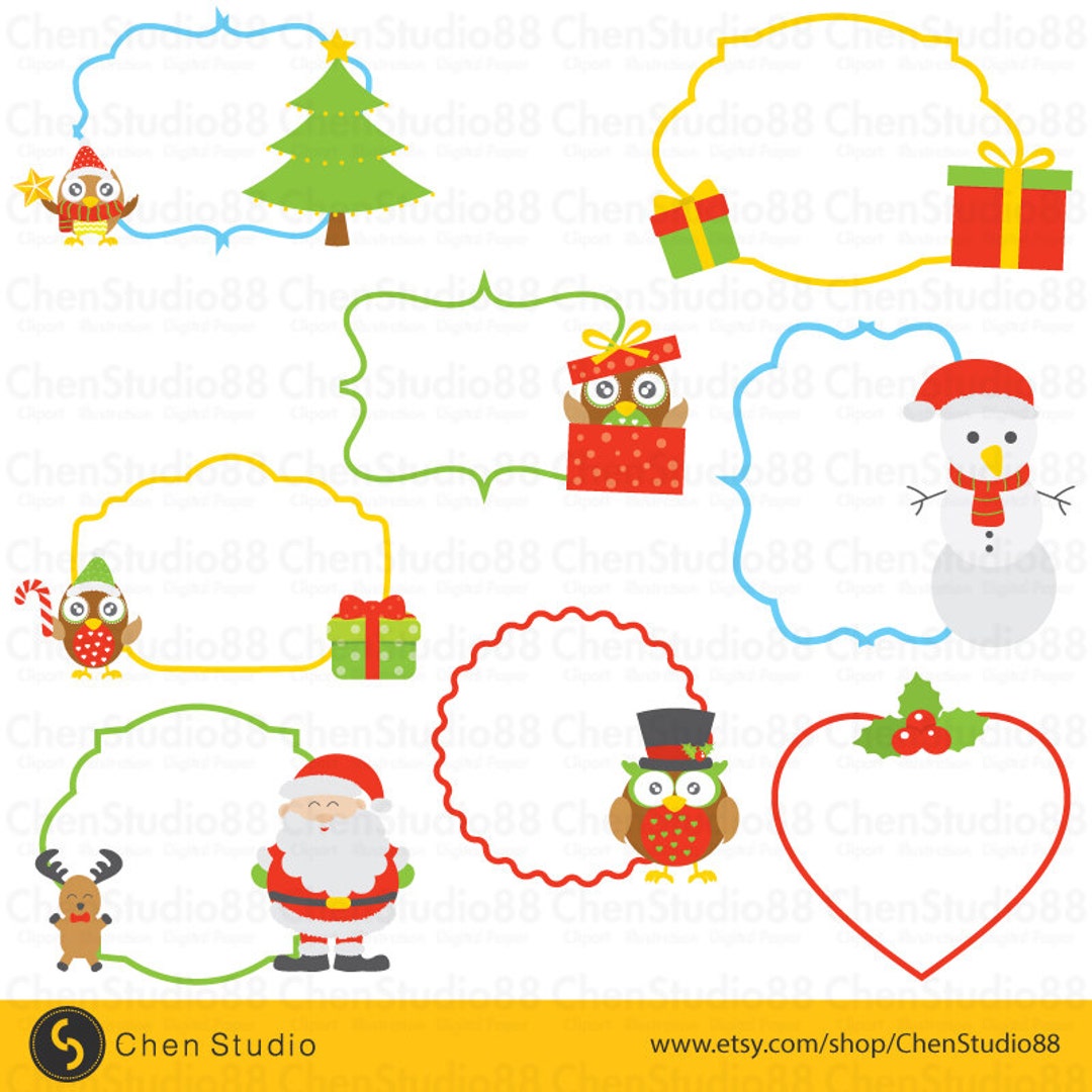 Christmas Frame Vector Digital Clipart Instant Download EPS, PNG Files ...