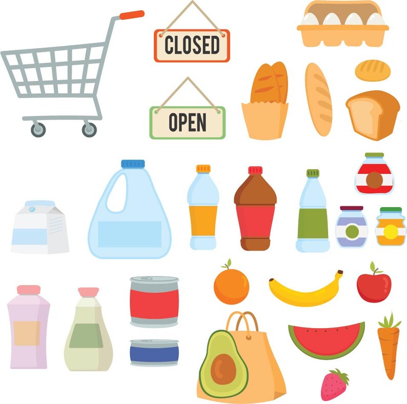 Grocery Store Clipart, Digital Clipart Instant Download PNG Files ...