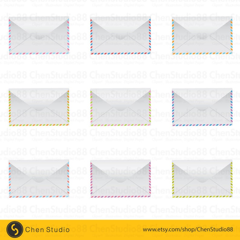 Envelope Vector Clip Art and Digital Paper Set - Etsy