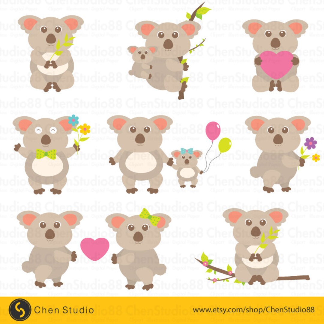Koala Vector Digital Clipart Instant Download EPS, Pdf and PNG Files ...