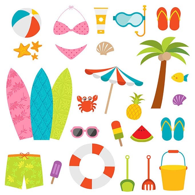 Cute Beach Vectordigital Clipart Instant Download EPS - Etsy