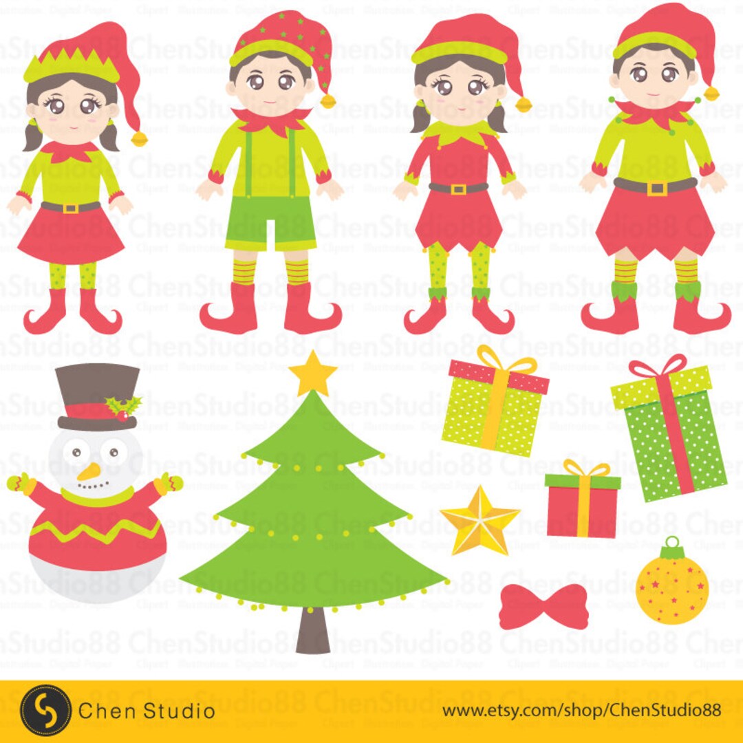 Christmas Elf Vector Digital Clipart Instant Download - Etsy