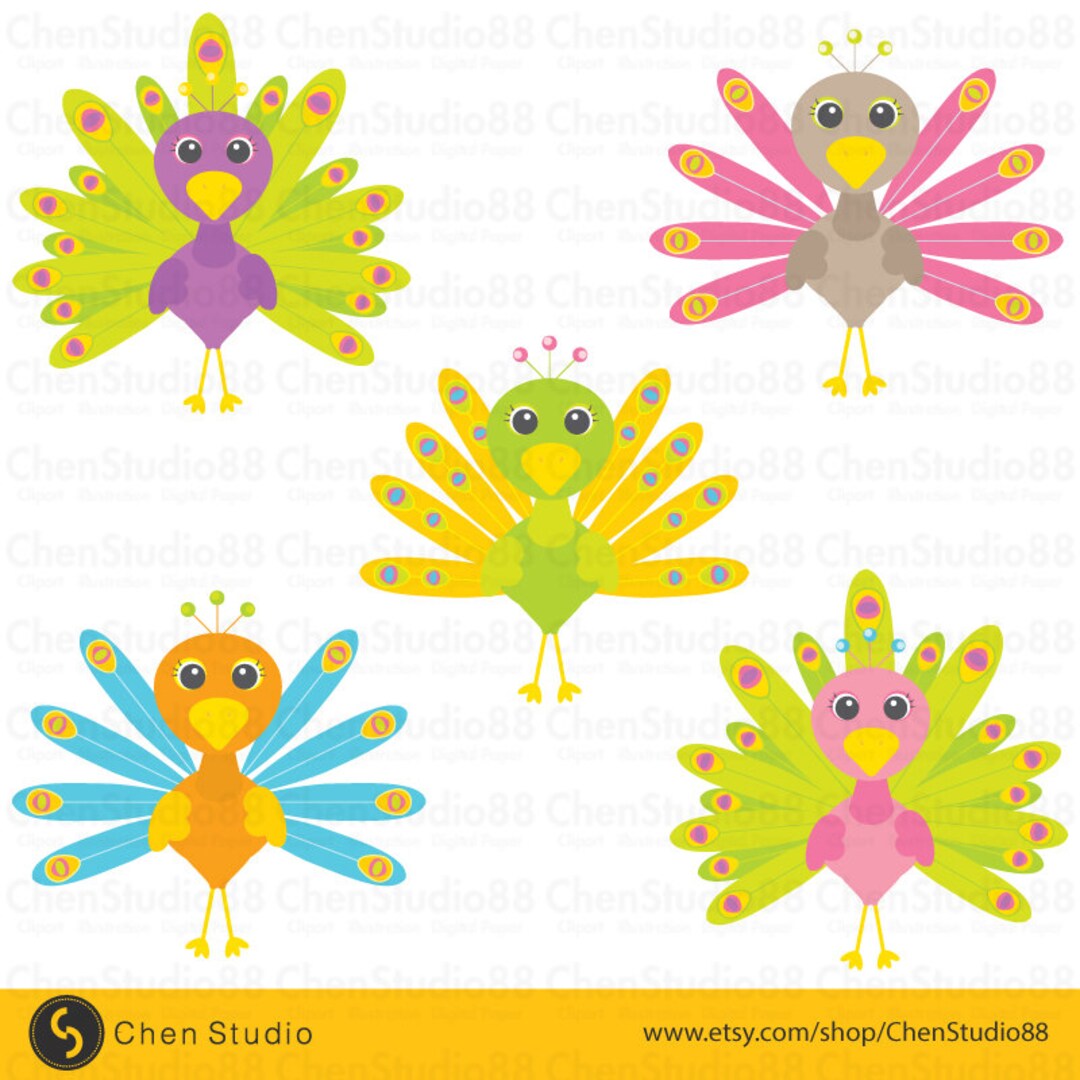 Peacock Vector Digital Clipart Instant Download EPS Pdf - Etsy
