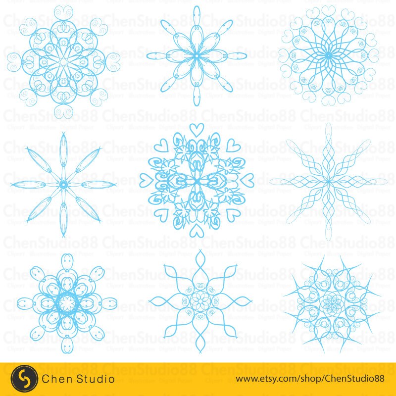Winter Snowflake Vector Digital Clipart Instant Download - Etsy