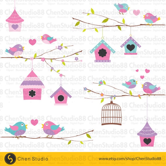 Love birds vector Digital Clipart Instant Download EPS | Etsy