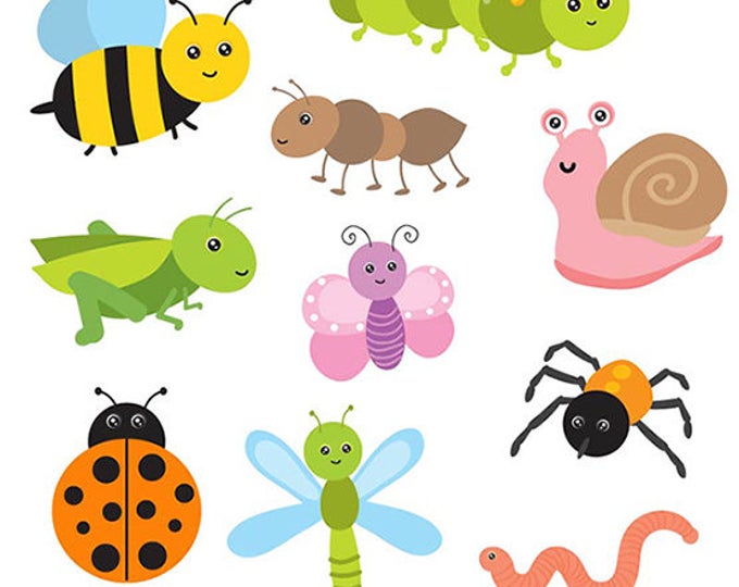 Cute Bugs Vector Digital Clipart Instant Download EPS, PNG Files ...