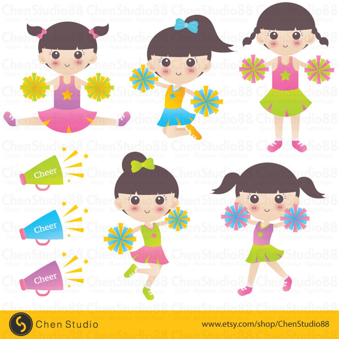 Cheerleader Vector Digital Clipart Instant Download EPS, Pdf and PNG ...