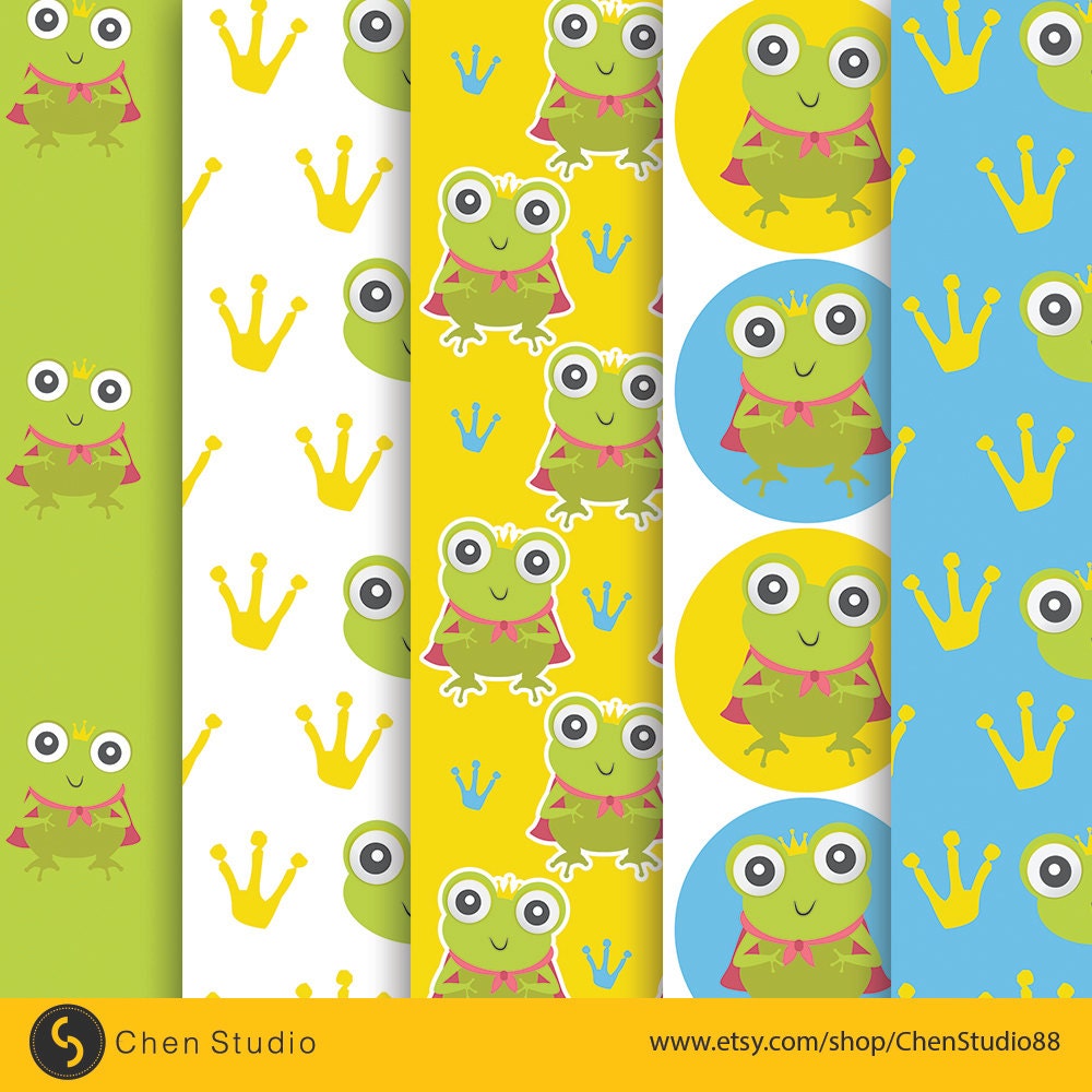 Frogs Vector Digital Paper and Clip Art Set - Etsy