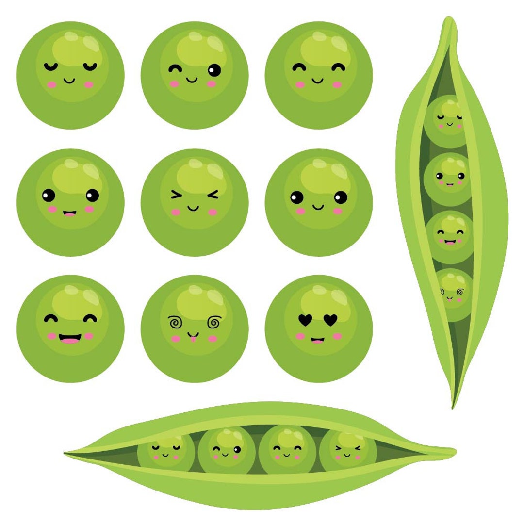 Kawaii Pea Pod Clipart, Digital Clipart Instant Download PNG Files ...