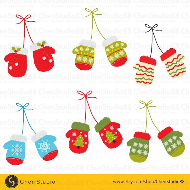 Christmas Mittens Vector Digital Clipart Instant Download EPS, PNG ...