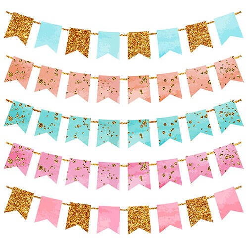Glitter Bunting Cliparts,digital Clipart Instant Download PNG Files ...